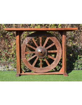 Reclaimed Timber Wagon Wheel Console Hall Table
