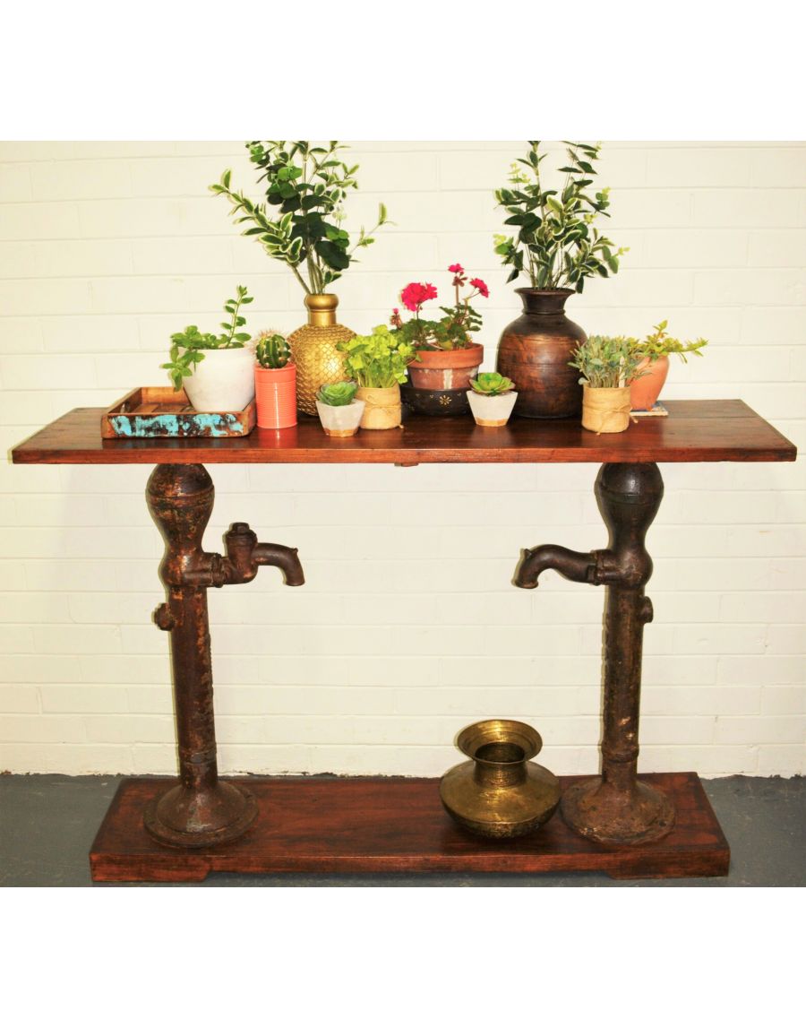 Reclaimed Timber Industrial Water Pump Console Hall Table