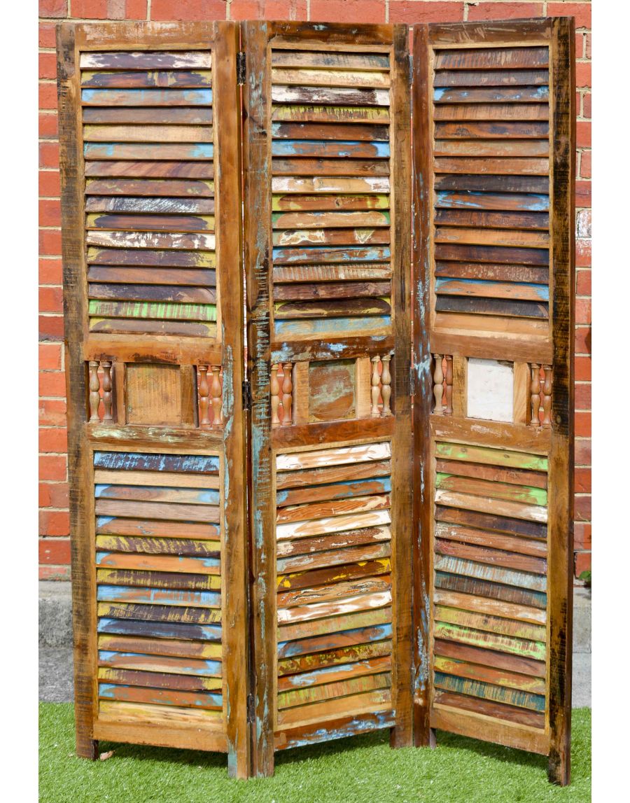 Vintage Indian Rustic Reclaimed Timber Shutter Screen