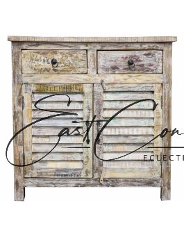 Shabby Chic Timber Reclaimed Shutter Sideboard Cabinet