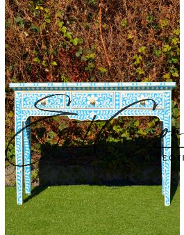 Blue Genuine Bone Inlay Console Hall Table