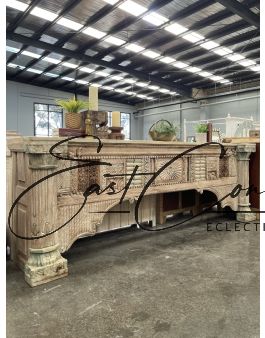 Antique Indian Reclaimed Timber Hand Carved Console Hall Table