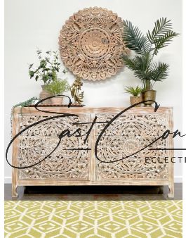 Hand Carved Indian Mandala Boho Chic Chest of Drawers