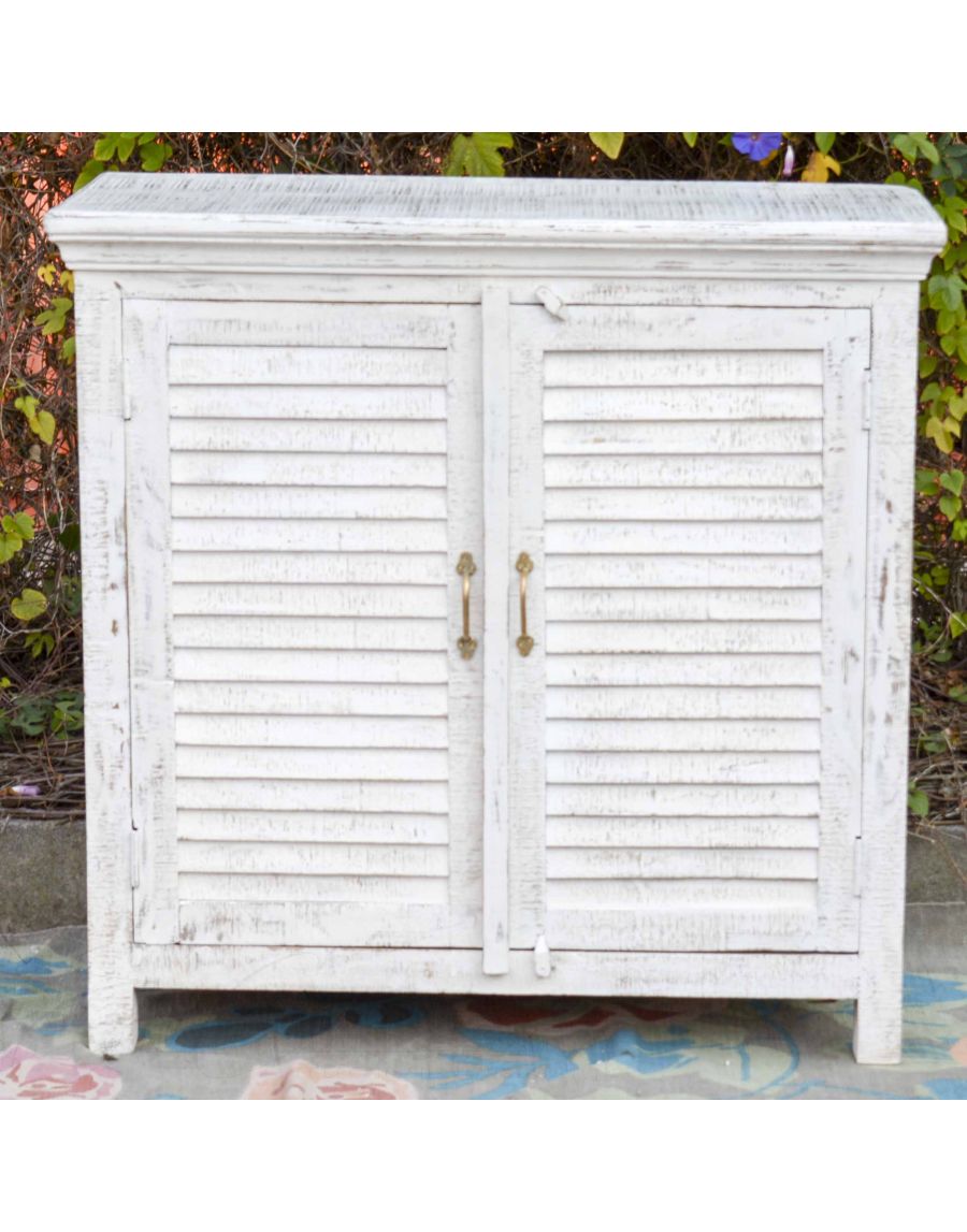 White Shabby Chic Reclaimed Shutter Sideboard Cabinet